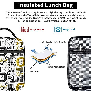 Juoritu Wild King Lion Insulated Lunch Bag, Lunch Box for Women and Men, Meal Tote Bag for Office Travel