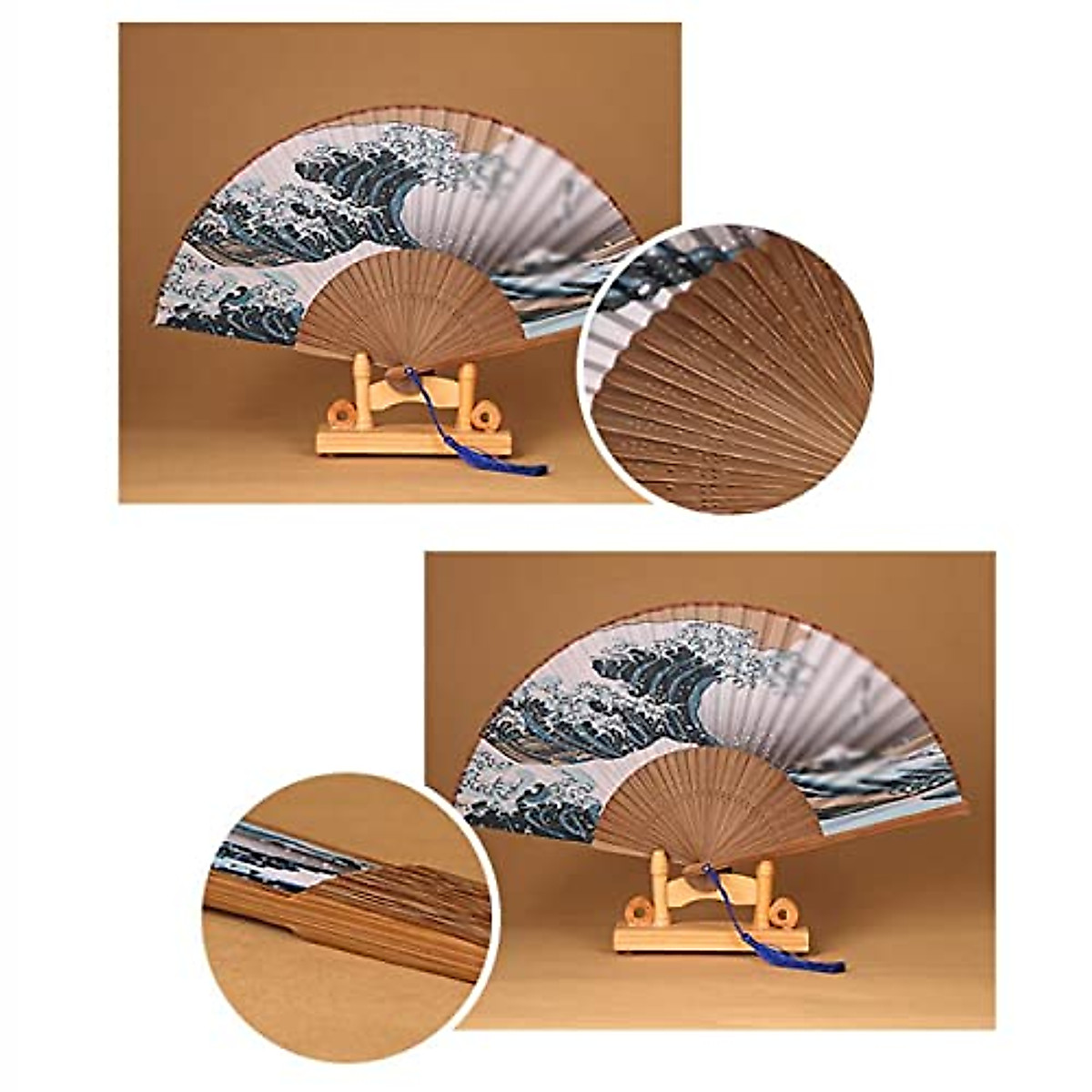 Hand Fan Pocket Fan Tassel Folding Fan Retro Bamboo Handle Fan Summer Party Dancing Wedding Vintage Style