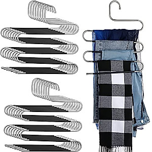 16 Pieces Pants Hangers Space Save S-Type Hangers Non Slip Pants Organizer S Shape Trousers Hangers Stainless Steel Clothes Hangers Closet Organizer for Pants Jeans Scarf