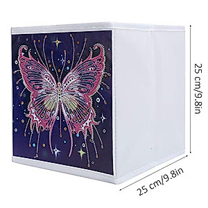 Yosoo Diamond Painting Storage Box, DIY Diamond Painting Organizer Butterfly Pattern Decor Foldable Storage Box Household Desktop Case