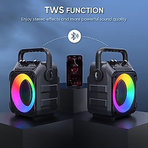 Karaoke Machine, Portable Bluetooth Speaker with 2 Wireless Microphones for Adults & Kids with Lights, Karaoke Microphone with PA System Supports USB/TF/REC/FM/AUX for Home Party