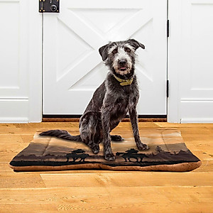 YETTASBIN Western Cowboy Crate Pet Bed, Portable Washable Dog Cat Mat, Soft Comfortable Pet Mattress with Non-Slip Bottom for Dogs Cats Sleeping, 36 x 24 Inch