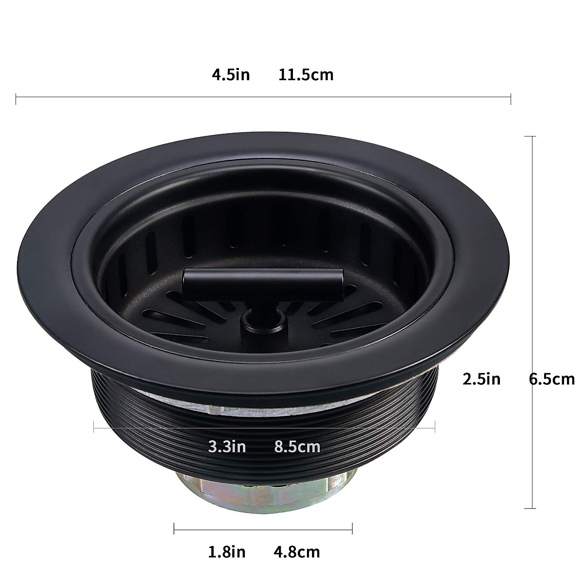 KONE Black Kitchen Sink Drain Matte Black Sink Strainer 3-1/2 Inch Drain Assembly Kit Replacement for Universal 3.5 Inch Kitchen Sink, All Stainless Steel Body with Strainer Basket and Drain Stopper