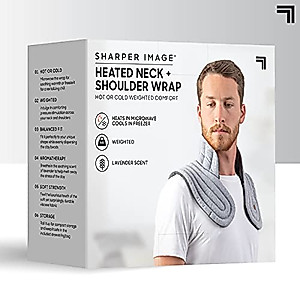 SHARPER IMAGE Warm & Cooling Herbal Aromatherapy Neck & Shoulder Plush Wrap Pad for Soothing Muscle Pain and Tension Relief Therapy, 100% Natural Lavender & Herb Spa Blend, Holiday Gift