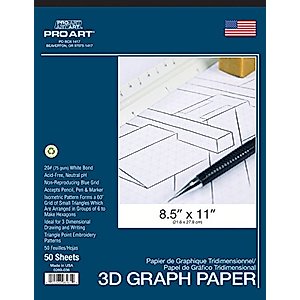 Pro Art Graph Paper, 8-1/2-inch x 11-inch, 50 Sheet Tape Bound Pad, White/Blue