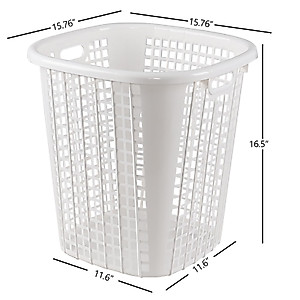 Haodehen 6 Packs Tall Plastic Laundry Baskets, 15.76" x 15.76" x 16.5", Dirty Clothes Hamper with Cut Out Handle, Ventilated, White