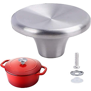 Dutch Oven Knob Stainless Steel Replacement Handle for Le Creuset,Aldi,Lodge and Other Enameled Cast-Iron Dutch Oven Pot Lid Knob Replacement(Silver 1 Set)
