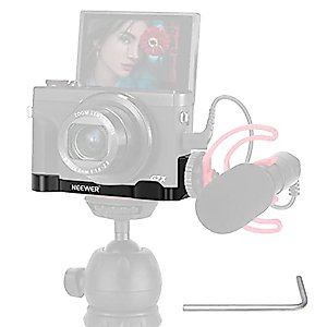 Neewer Metal Bracket Hand Grip Compatible with Canon G7X Mark II & Mark III, Camera Extension Base Plate with 1/4” Tripod Mount, Cold Shoe Mount for Microphone LED Light Vlogging Accessories