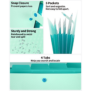 Sooez School Supplies File Folder, Letter Size Accordion File Organizer, Expanding File Folder for Document, Portable Paper Organizer for Office-Green