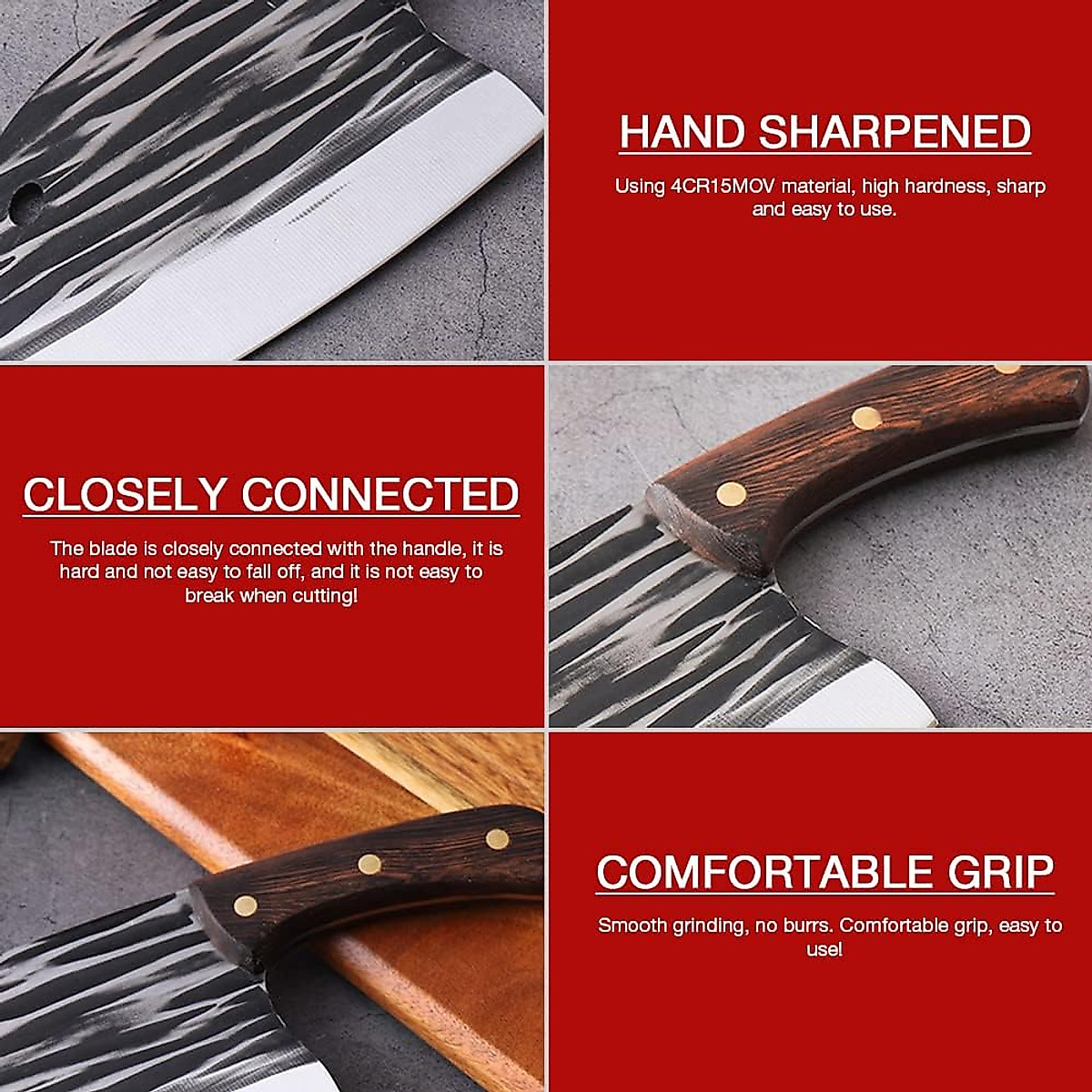 Dragon Bone Heavy Cutting Knife, 2023 Carbon Steel Bone Cutting Knife with Non-Slip Wood Handle, Premium Professional Butcher Chopper for Home Kitchen and Restaurany (Wenge Wood Handle)