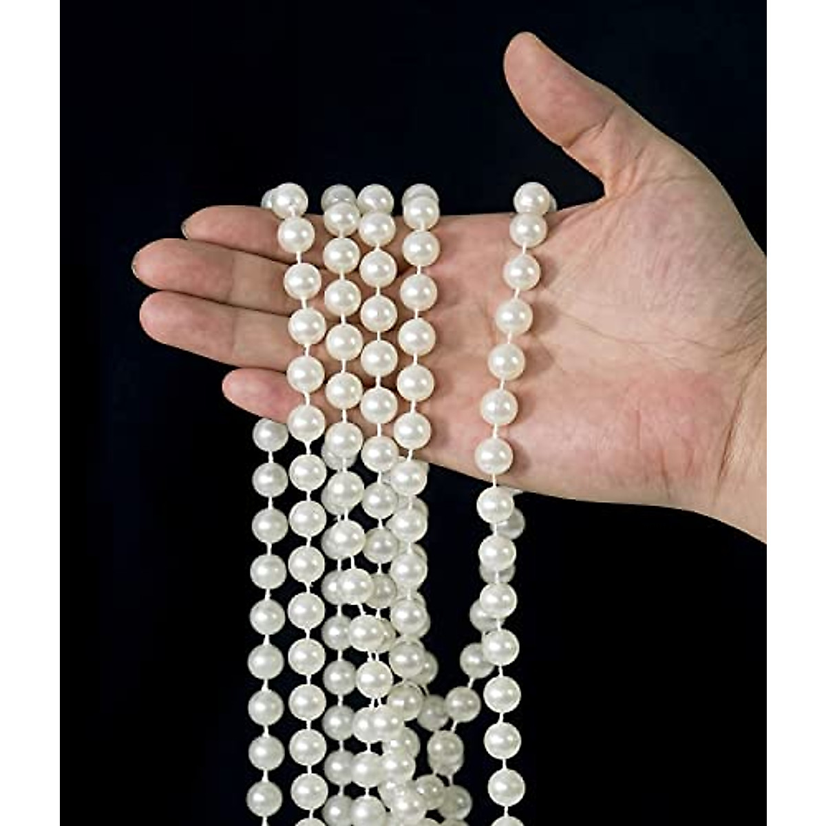 12 Pieces Faux Pearl Necklaces, 35inch White Fake Pearl Bead Garland, Plastic Beaded Costume Jewelry Flapper Party Accessories for Wedding Bridal Shower Birthday Tea Party Decorations Party Favors