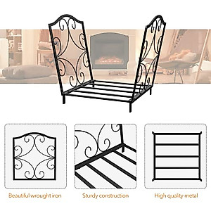 Amyove Firewood Rack Stand 17.7 Inch Firewood Rack Holder for Fireplace Wood Storage Heavy Duty Logs Holder for Outdoor Indoor Matte Black Fireplace Metal Wood Pile Storage Stacker Organizer (Small)