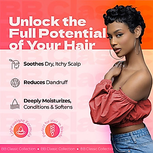 Bronner Bros BB Pine Tar Super Gro Conditioning Temple & Scalp Treatment for Dandruff - Soothes Dry, Itchy Scalp, Moisturizer & Deep Conditioner - With Pine Tar, Salicylic Acid & Lanolin - 6 oz