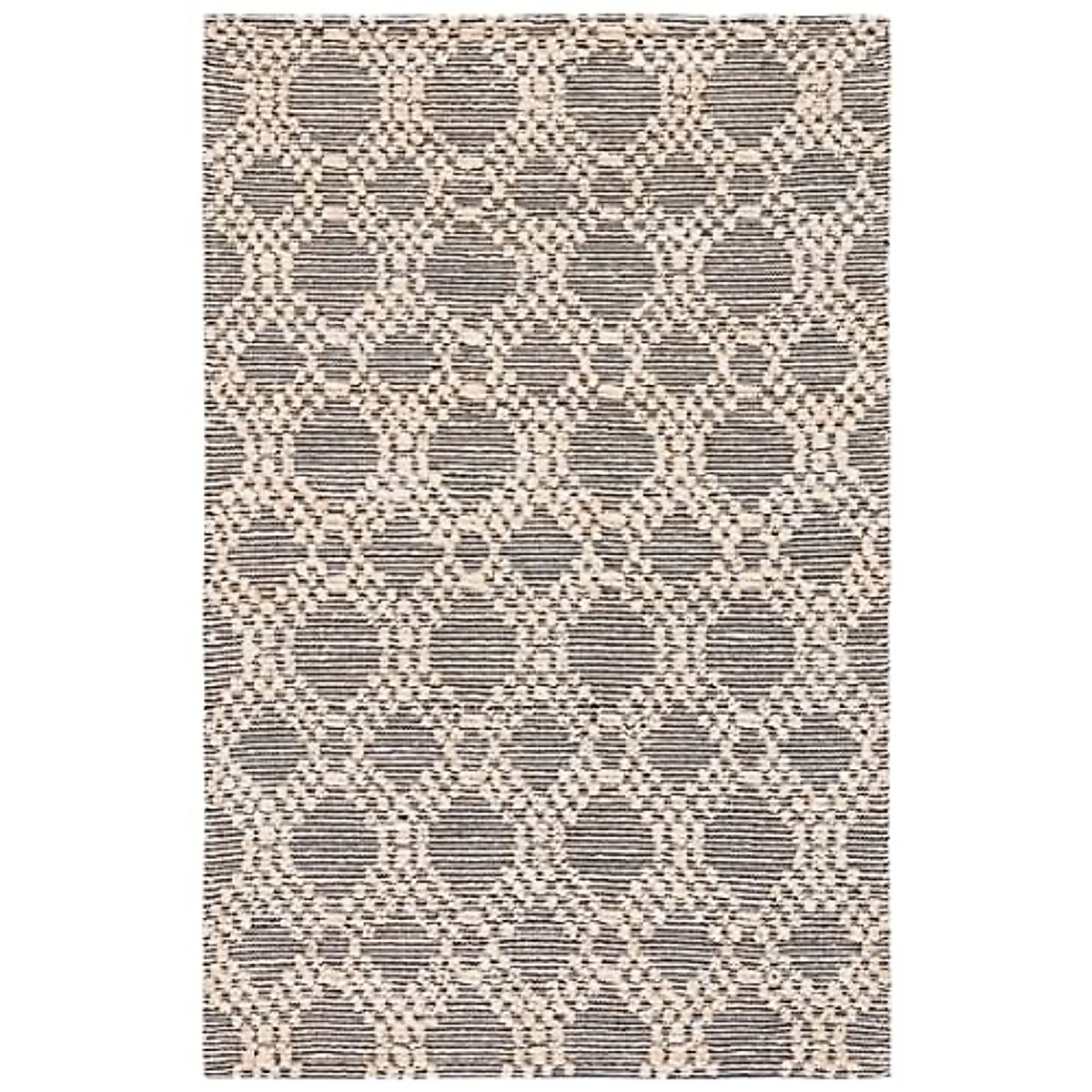 Safavieh Natural Fiber Collection 5' x 8' Blush/Black NF383A Flat Weave Farmhouse Geometric Jute Area Rug