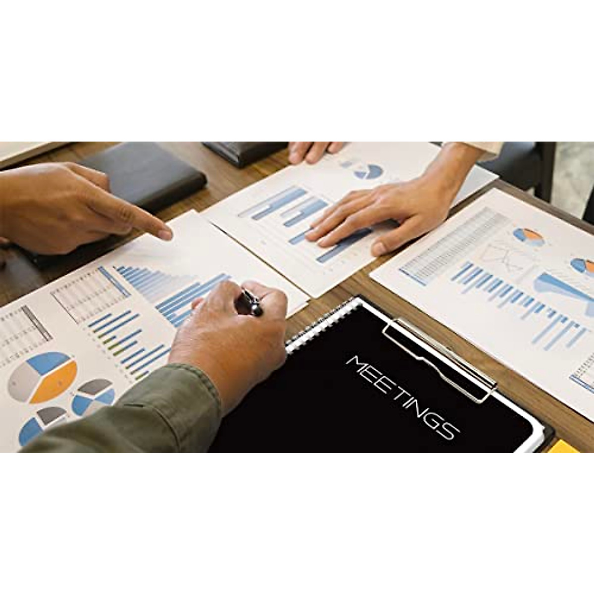 BookFactory Meeting Notebook/Meeting Book for Work- Black 120 Pages (Ruled Format), 8.5in x 11in, Wire-O Bound (MTG-120-7CW-A-(Meetings-K)-MX)