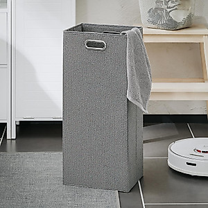 SoBuy Slim Tall Bathroom Cabinet with Removable Laundry Hamper, Laundry Cupboard Bathroom Storage Cabinet, Laundry Cabinet with Shelf, White BZR123-W