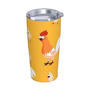 EVANEM 20 Oz Stainless Steel Tumbler With Straw Cleaner Chicken Chick Printed Insulated Cup Travel Coffee Mug Vacuum Insulated Tumblers For Home Office