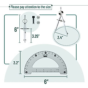 Mr. Pen- Metal Protractor and Metal Compass Set, Compass for Geometry, Geometry Set, Compasses, Protractor and Compass, Protractor for Geometry, Drawing Compass, Math Compass, Math Compass