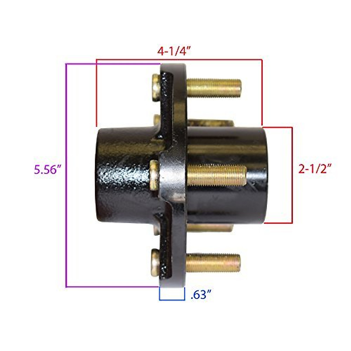 Rigid Hitch Incorporated Trailer Hub Kit (BT-150-F) 5 Bolt on 4-1/2 Inch Circle - Fits 1" and 1-1/16" Spindle