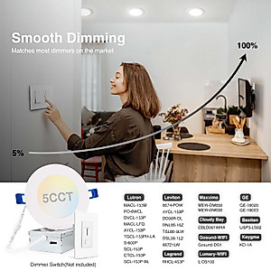 Adetu 12 Pack 4 Inch Ultra-Thin LED Recessed Ceiling Light with Junction Box, Dimmable Canless Wafer Downlight,6000K Daylight Deluxe,9W Eqv 80W,810LM High Brightness,ETL and Energy Star Certified