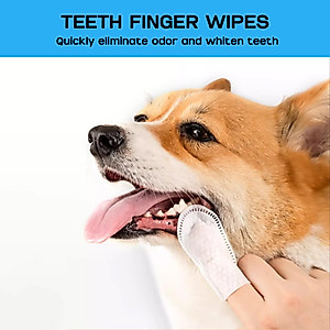 HEKEDES 3-in-1 Pet Cleaner Finger Wipes Grooming Kit: Ear Finger Wipes, Teeth Finger Wipes and Eyes Finger Wipes - 150 Count