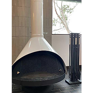Pilgrim Home and Hearth 18039 Contemporary Fireplace Tool Set, 32" H, 22 Lb, Matte Black with Brushed Steel Handles