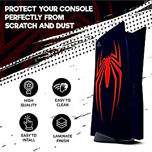 Ps5 Skin Navy/red Spider Protective wrap Cover Vinyl Sticker Decals for Sony Playstation 5 Disk Version Console and Two Dual Sense 5 Sticker Skins, Miles
