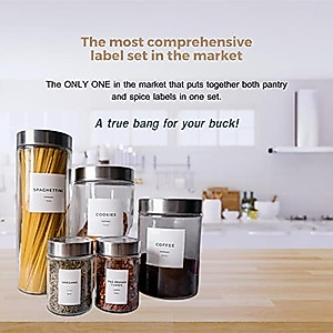 Celita 248 Kitchen Pantry Labels with Spice Jar Labels - Minimalist Modern Food Storage Labels Preprinted - Waterproof Stickers Complete Pantry Labels for Containers