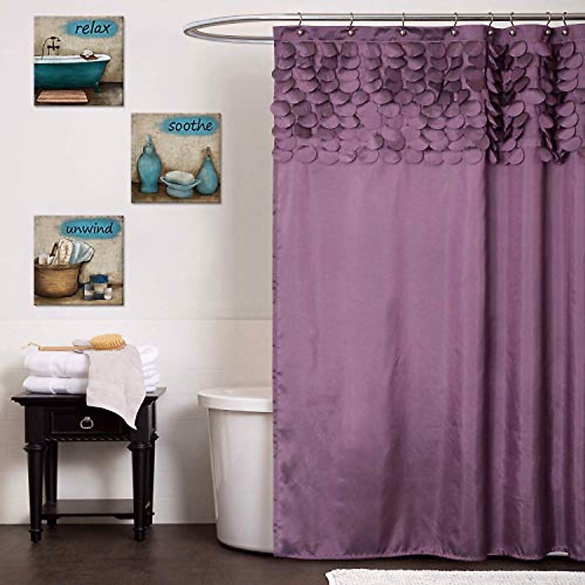 iHAPPYWALL 3 Pieces Bathroom Canvas Wall Art Teal Style Bathtub Bath Set Towel Relax Soothe Unwind Bathroom Still Life Picture Poster Print On Canvas Stretched and Framed Ready To Hang