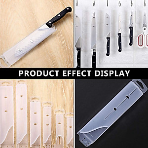 HEMOTON 6pcs Universal Knife Edge Guards Clear Plastic Durable Knife Sleeves Blades Protectors Kitchen Cutlery Knife Accessories
