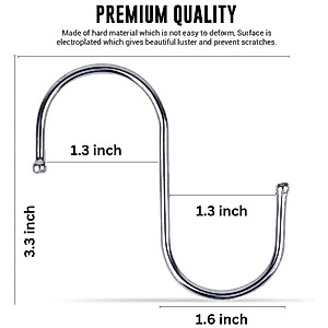 WHITECLOUDZ 30 Pack S Hooks for Hanging Plants, Stainless Steel S Hooks Heavy Duty for Hanging Clothes, Durable Large S Shaped Closet Hooks for Kitchen