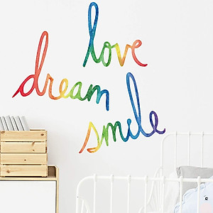 Inspirational Wall Decor Quotes for Living Room – Love Dream Smile – Wall Decor for Bedroom Classroom Playroom Nursery Girls Boys Room Wall Decals Decorations