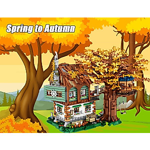 TAMEXI Idea Tree House Bricks Model Toys Set, DIY Forest House Mini Building Blocks Street View Sets, for Teens Boys Girls/Adults Ages 14+ Tree House Display(4761 PCS Tree House)