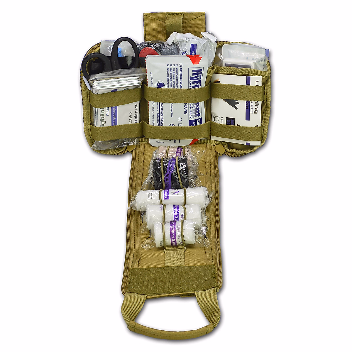 Lightning X Spread Eagle Complete Tactical Gunshot & Trauma IFAK Kit w/Laser Cut MOLLE - TAN