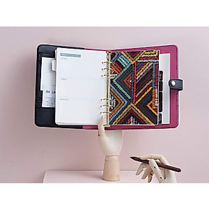 Guokichy Journal Travel Composition Notebook Filofax Planner Organiser Refills for Monthly Weekly Daily (Embroidery, A6)