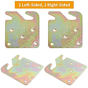 Suiwotin 4 Sets Bed Rail Hook Plates, Heavy Duty Bed Rail Fitting Bracket with Mounting Screws, Universal Wood Bed Rail Hooks Hardware for Bed Frames, Headboards, Foot-Boards (Galvanized Brass)