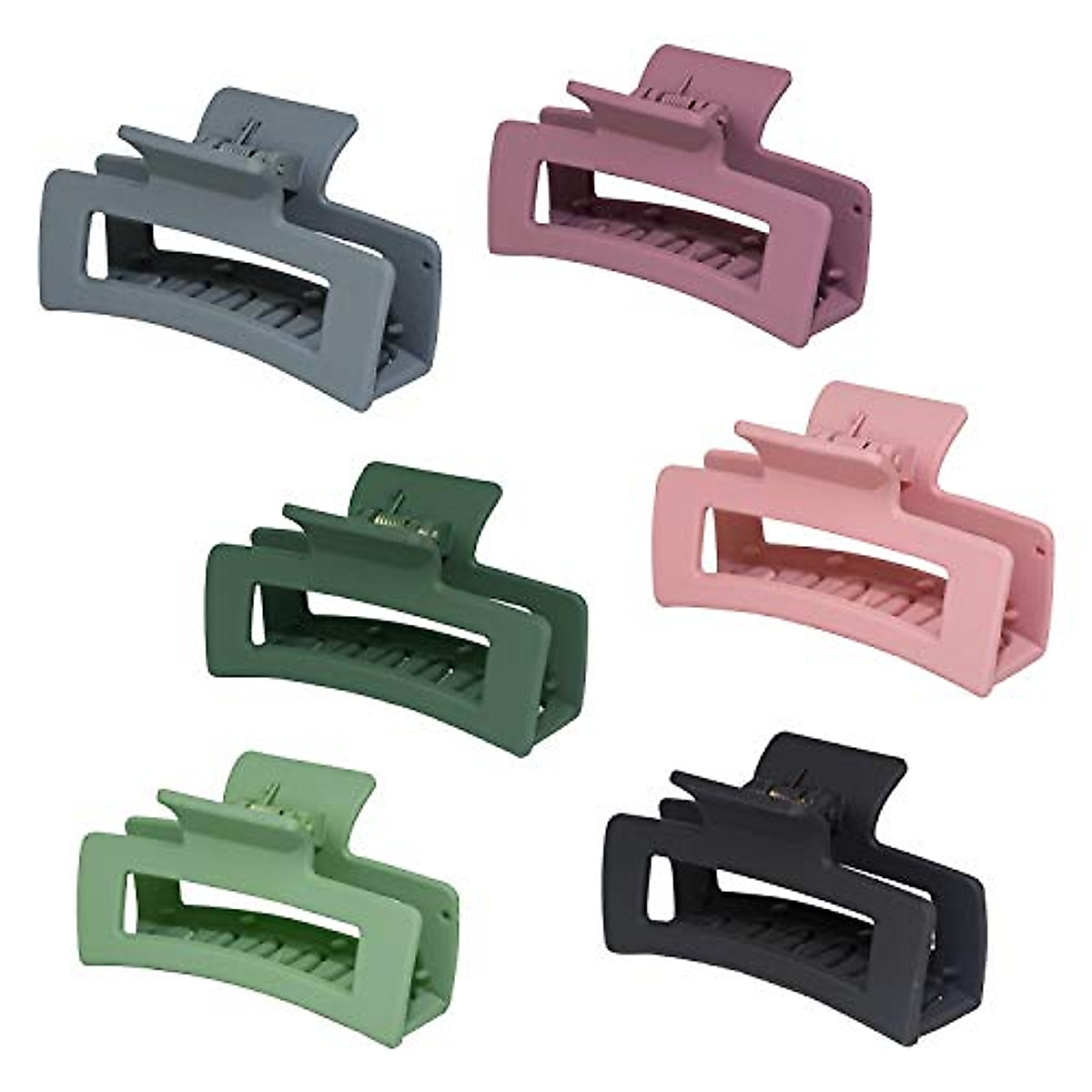Hair Claw Clips, 6PCS 3.5" Strong Hold Rectangle Claw Hair Clips Bright Color Hair Jaw Clamp Non-Slip Catch Hair Styling Accessories for Women Girls Thin Thick Hair (Multicolor series)