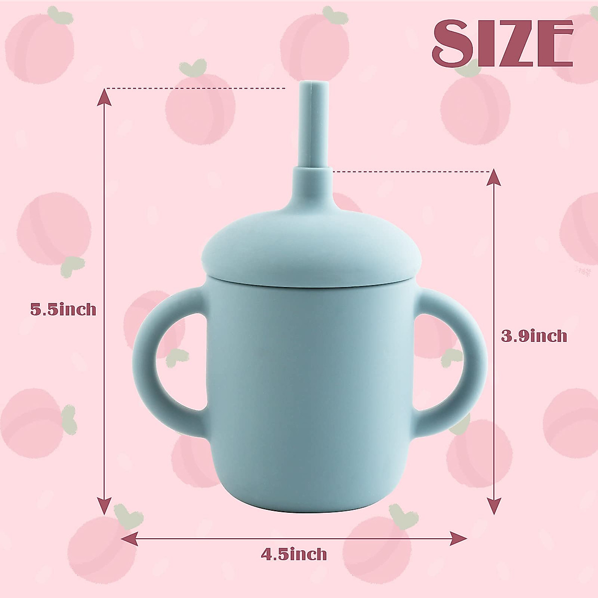 Sangyn 2 Pack Toddler Training Cup with Straw,BPA-Free,5 Oz Silicone Sippy Cups, Unbreakable, Trainer Cup for Babies Toddlers and Infants(Sky Blue, Brown)