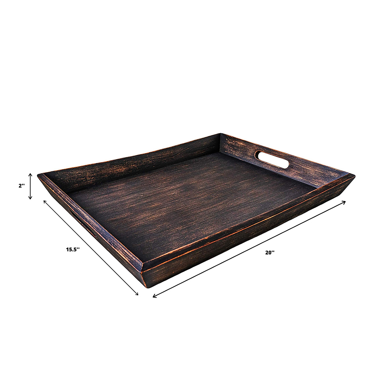 EZDC Extra Large Ottoman Tray, Coffee Table Tray, Wooden Tray Dark Brown 20 x 15.5” Modern Esthetic Decorative Serving Tray with Handles for Drinks and Food