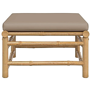 YAFF Patio Footstool with Taupe Cushion Bamboo