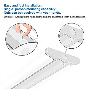 ANTLUX 110W 8FT LED Wraparound Ultra Slim Strip Lights, 12600LM, 5000K, 8 Foot LED Garage Shop Lights, Flush Mount Warehouse Office Ceiling Lighting Fixture, Fluorescent Tube Replacement, 2 Pack