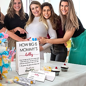 Eilcoly How Big Is Mommy's Belly Guess Game, Guessing Game for Baby Shower Party, How Big is Mommy's Belly Baby Shower Games, DMC0 D-01-C 0