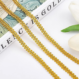 FINGERINSPIRE 14 Yards Metallic Braid Lace Trim, Flower Pattern Gold Centipede Lace Ribbon Decorated Gimp Trim for Wedding Bridal, Costume or Jewelry, Crafts and Sewing 1/4 inch(8mm) x1.3mm