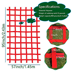 CL CLC Climbing Cargo Net Red 7ftx4ft (95inchx57inch)-Playground Play Safety Net,Rope Ladder,Jungle Gyms, Swing Set, Obstacle Courses for Outdoor Treehouse
