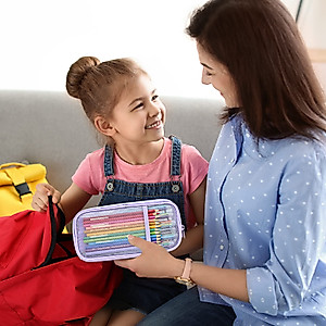 EOOUT Grid Mesh Pencil Case with Zipper, Transparent Pencil Pouch Clear Makeup Bag Multi-Purpose Organizer Box for School College Travel (Purple)