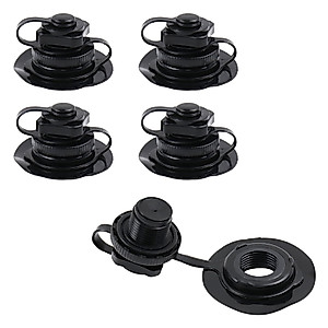 Quluxe 5 Pcs Air Valve Inflatable Boat Spiral Air Plugs Air Mattress Plugs Boston Valve for Rubber Dinghy Raft Kayak Pool Boat Airbeds- Black