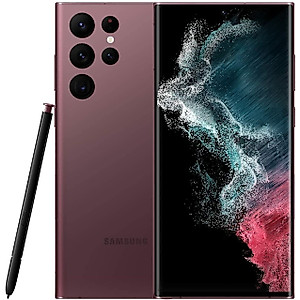 Samsung Galaxy S22 Ultra S9080 5G 512GB 12GB RAM Factory Unlocked (GSM Only | No CDMA - not Compatible with Verizon/Sprint) Global Version - Burgundy (Renewed)