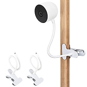 2Pack Clip Clamp Mount for Google Nest Cam (Battery), Flexible Gooseneck Mounting Bracket to Attach Your Nest Camera Wherever You Like with No Tools