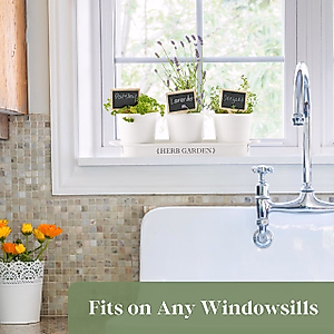 PERFNIQUE Indoor Herb Garden, Herb Garden Planter for Indoor/Outdoor, Farmhouse Plant Pots, Windowsill Herb Garden with Tray(Planter only) Window Pots