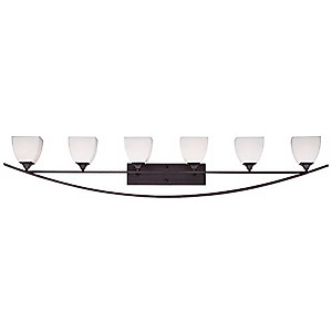 Franklin Iron Works Jenisen Arch Industrial Modern Wall Light Bronze Hardwired 62 3/4" 6-Light Fixture White Glass Shade for Bedroom Bedside Bathroom Vanity Living Room Hallway Dining House Home